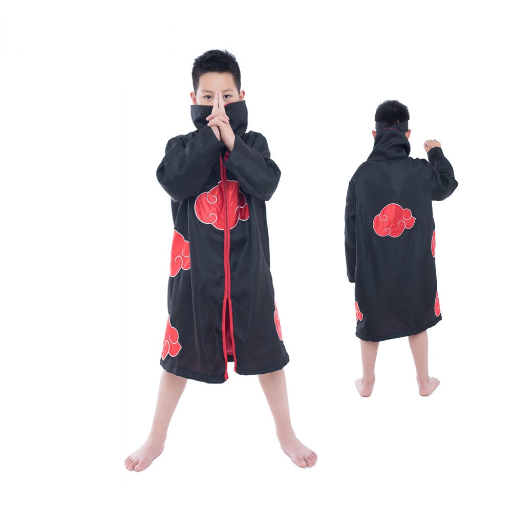 Spring Autumn Adult Kid Cloak Robe Akatsuki Naruto Clouds Embroidered ...