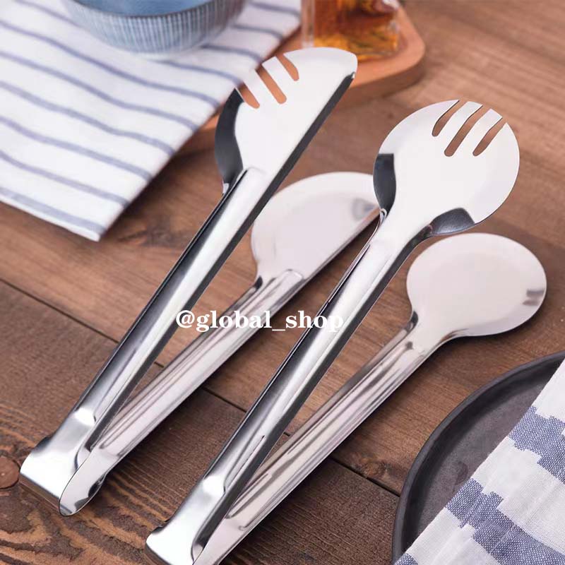 Stainless Steel Cooking Tongs BBQ Clip Salad Bread Food Clamp Tool ...