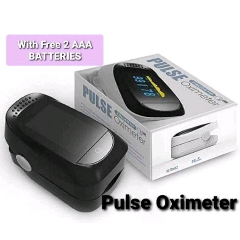 Fingertip Pulse Oximeter BLACK (with FREE 2 AAA BATTERIES and Pouch ...