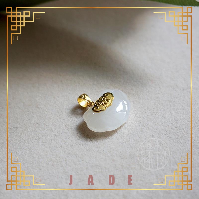 【Lucky Jade】 Au950k Gold Jade Lock Pure Golden Lock Lock of Good Wishes ...