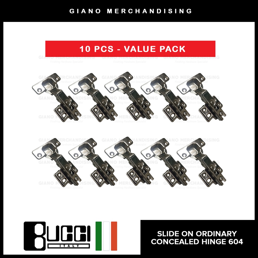 Slide-On Ordinary Concealed Hinge 604 (Value Pack 10pcs) | Shopee ...