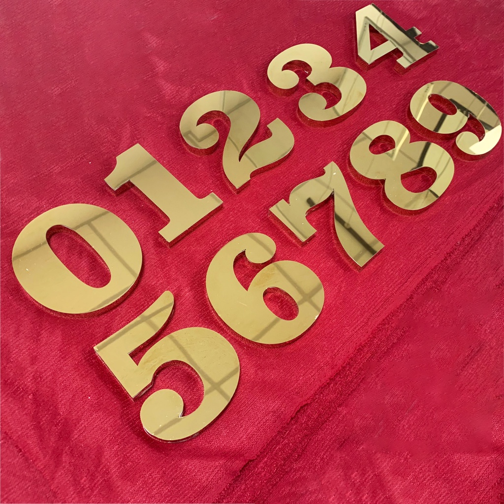Golden Stainless Steel Elevator Number Set Embossed Mirror 2cm | Shopee ...