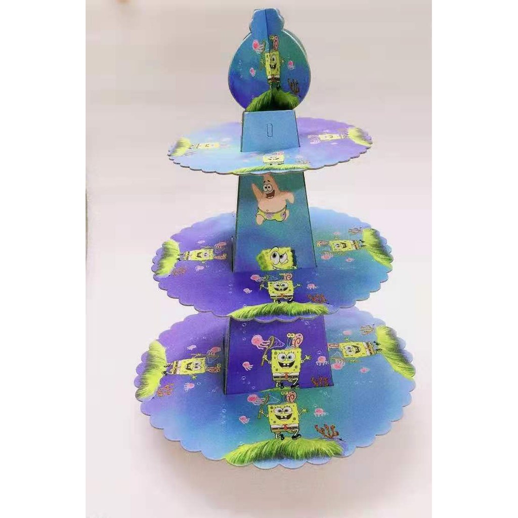 INS style Spongebob theme Three Layers Cup cake Stand birthday party ...