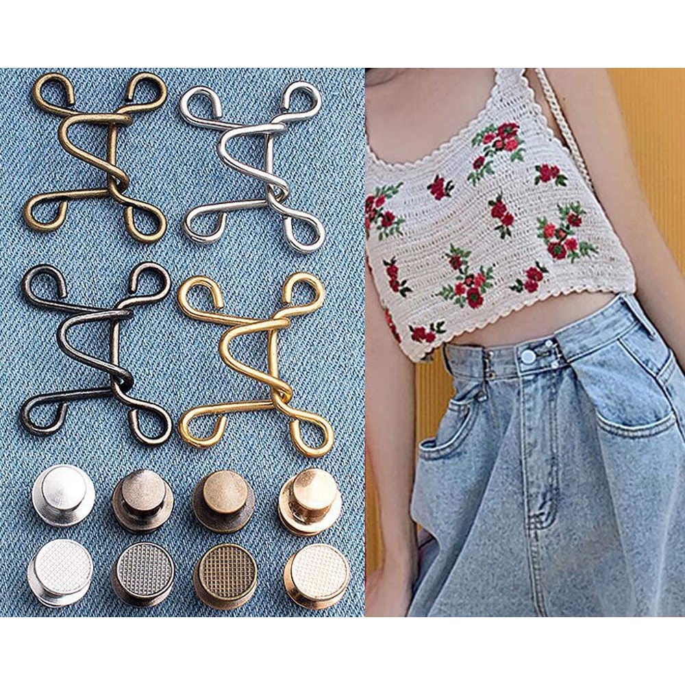 1Set Jean Pants Adjustable Waist Buckle Extender Set Adjust Metal ...