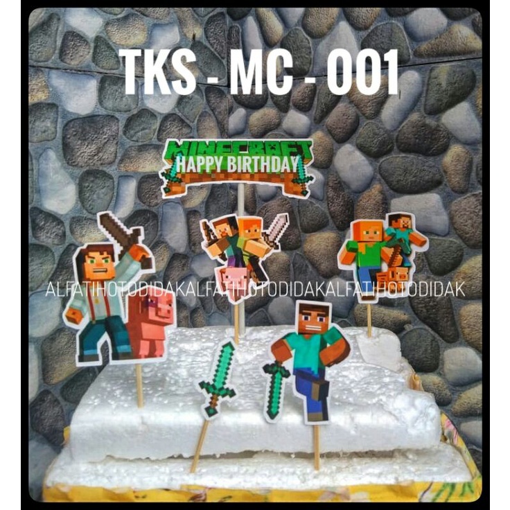 Tks - MC - 001 - MINECRAFT CHARACTER cake TOPPER package/birthday cake ...