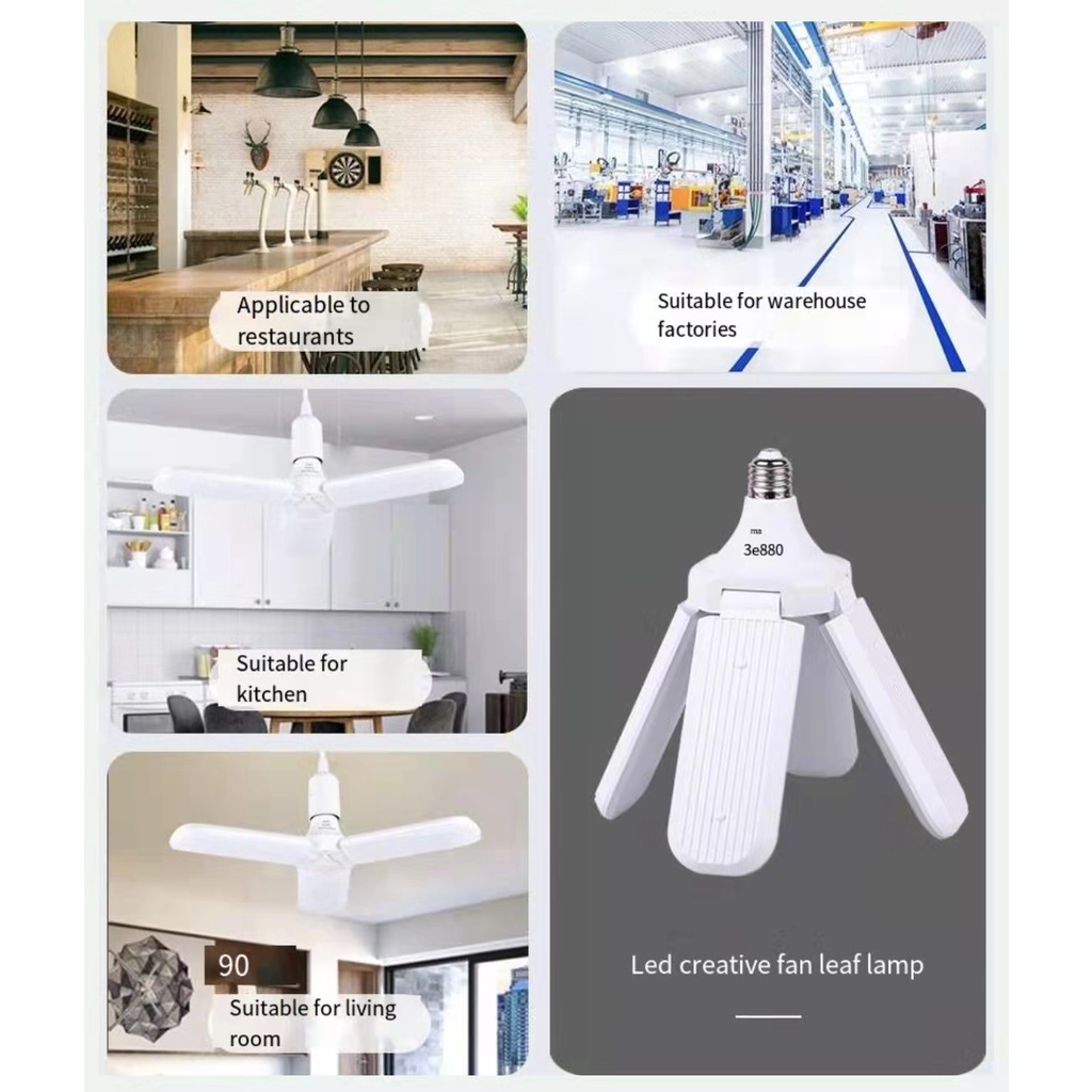 Foldable Fan Blade Led Bulb Indoor Lights 45W/60w/80W | Shopee Philippines