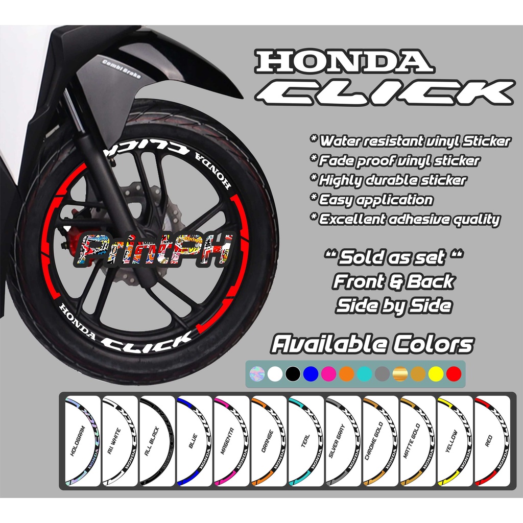 Honda Click V1,V2 & V3 125/150 Mags Decals Sticker for Front & Back ...