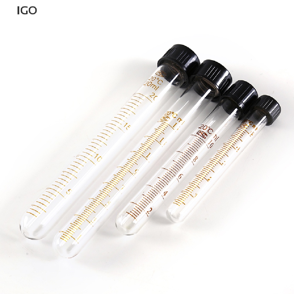 IGO 1pc Screw top graduated glass test tubes screw caps with silicone ...