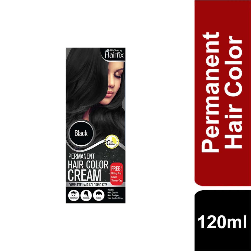 1 Box Only - Hairfix Permanent Hair Color Cream Kit 120ml | Shopee ...