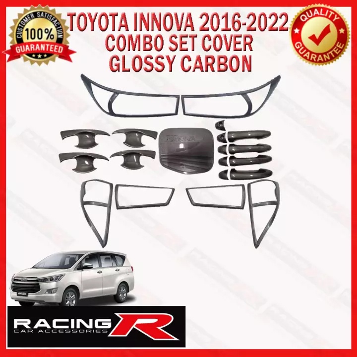 Toyota Innova 2016 to 2023 Combo Set Garnish Cover Glossy Carbon 2017 ...
