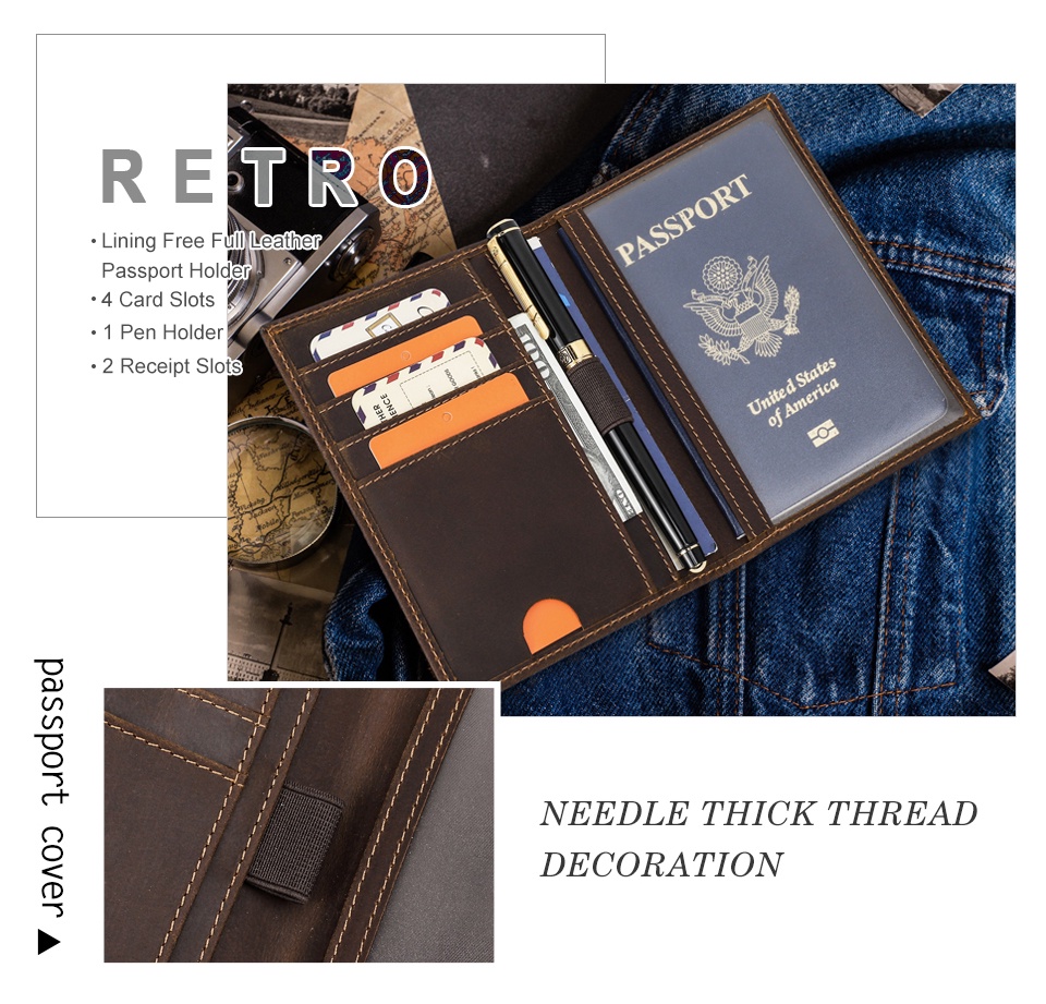 CONTATC'S Passport Holder Men Genuine Leather Thin Id Card For ...