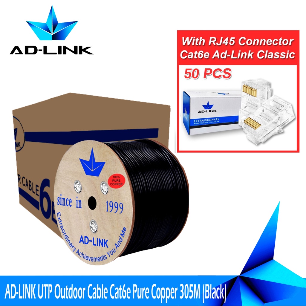 Ad-Link 305M Cat6e UTP Cable Outdoor Pure Copper With 50pcs Ad-Link ...