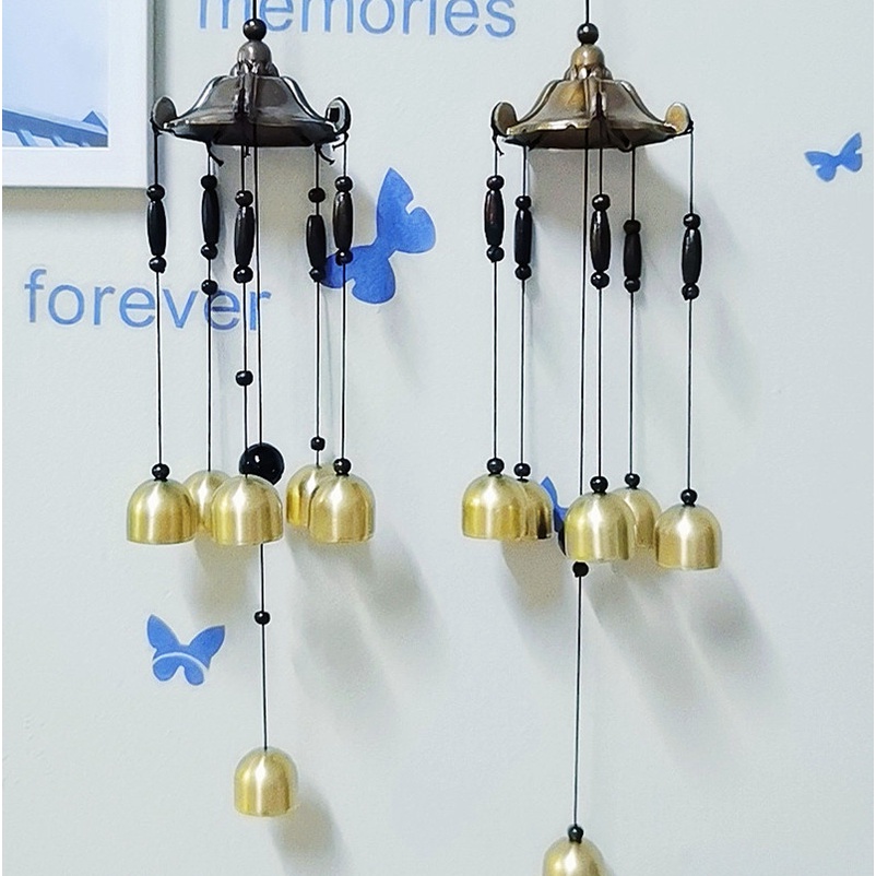 Brass wind chimes hanging decorative door decorated with brass bells ...