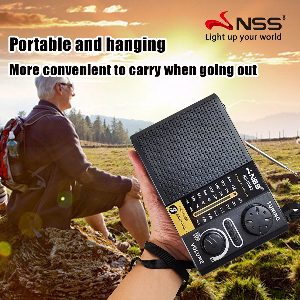 NSS Solar Radio Bluetooth Radio with 3 BAND FM/AM/SW USB/TF PLAYER NS ...
