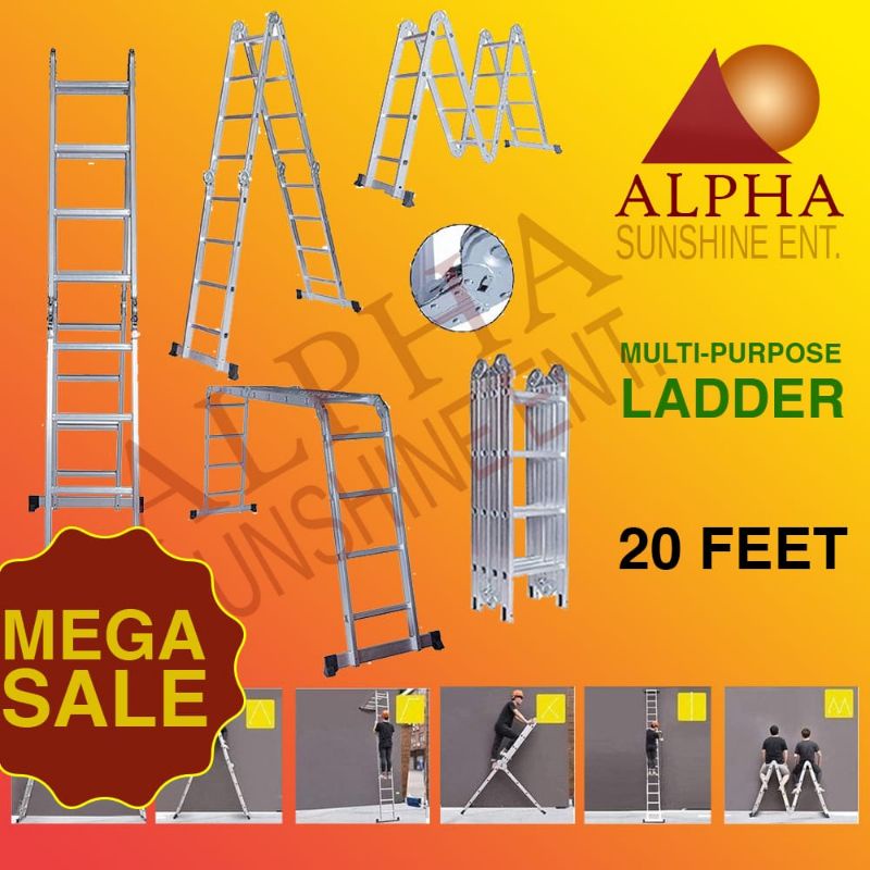 Multi Purpose 20 Feet Ladder Aluminium CHEAPEST!!! | Shopee Philippines