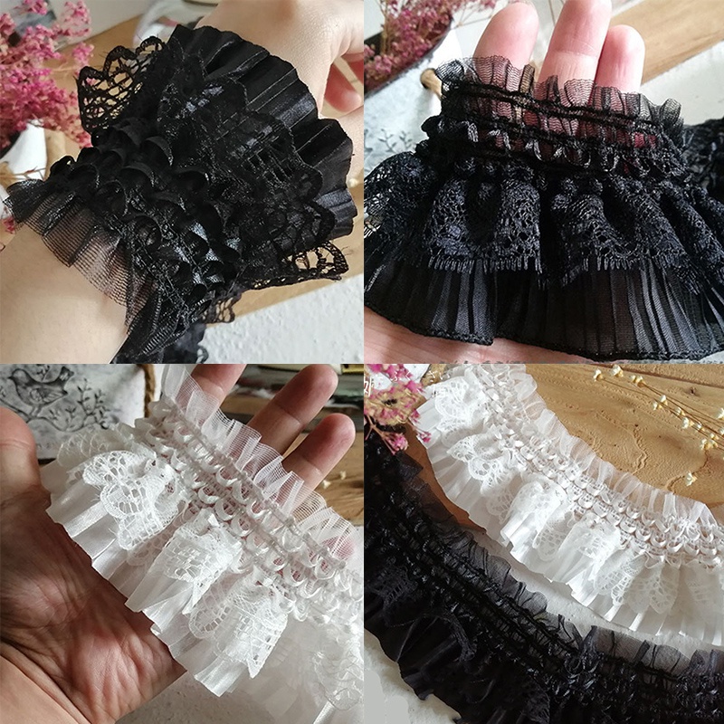 Elastic Double Layer DIY Lolita Skirt Cuffs Lace Accessories DIY Sewing ...