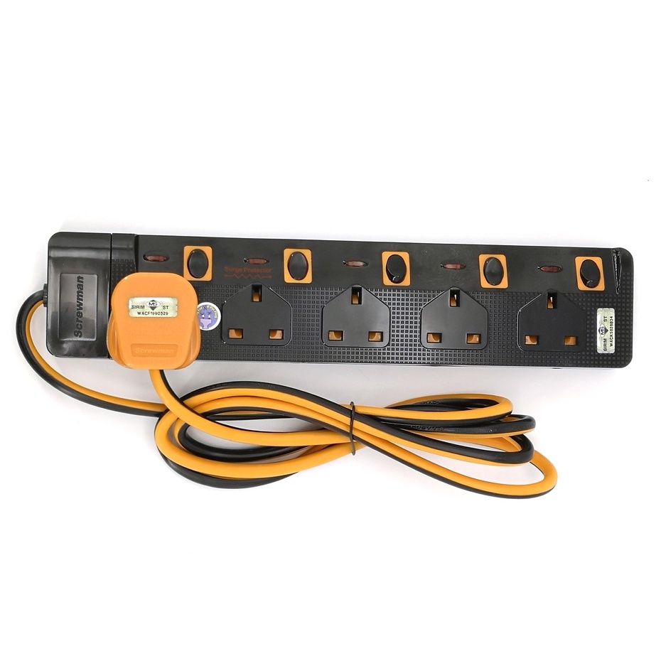 SCREWMAN Trailing Socket Extension 3 /4 / 5 Gang( 2 Meter ) | Shopee ...