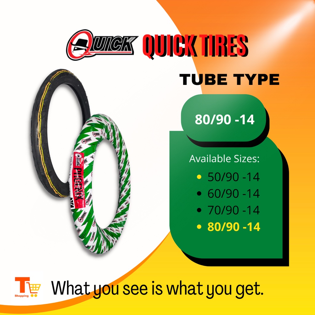 QUICK TUBE TYPE TIRE FOR MOTORCYCLE '14 (50/90-14, 60/90-14, 70/90-14 ...