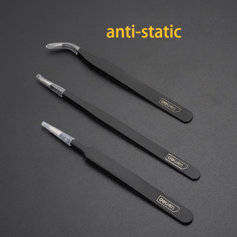 Deli 3Pcs/Set Anti-static Precision Tweezer Set Industrial Repair ...