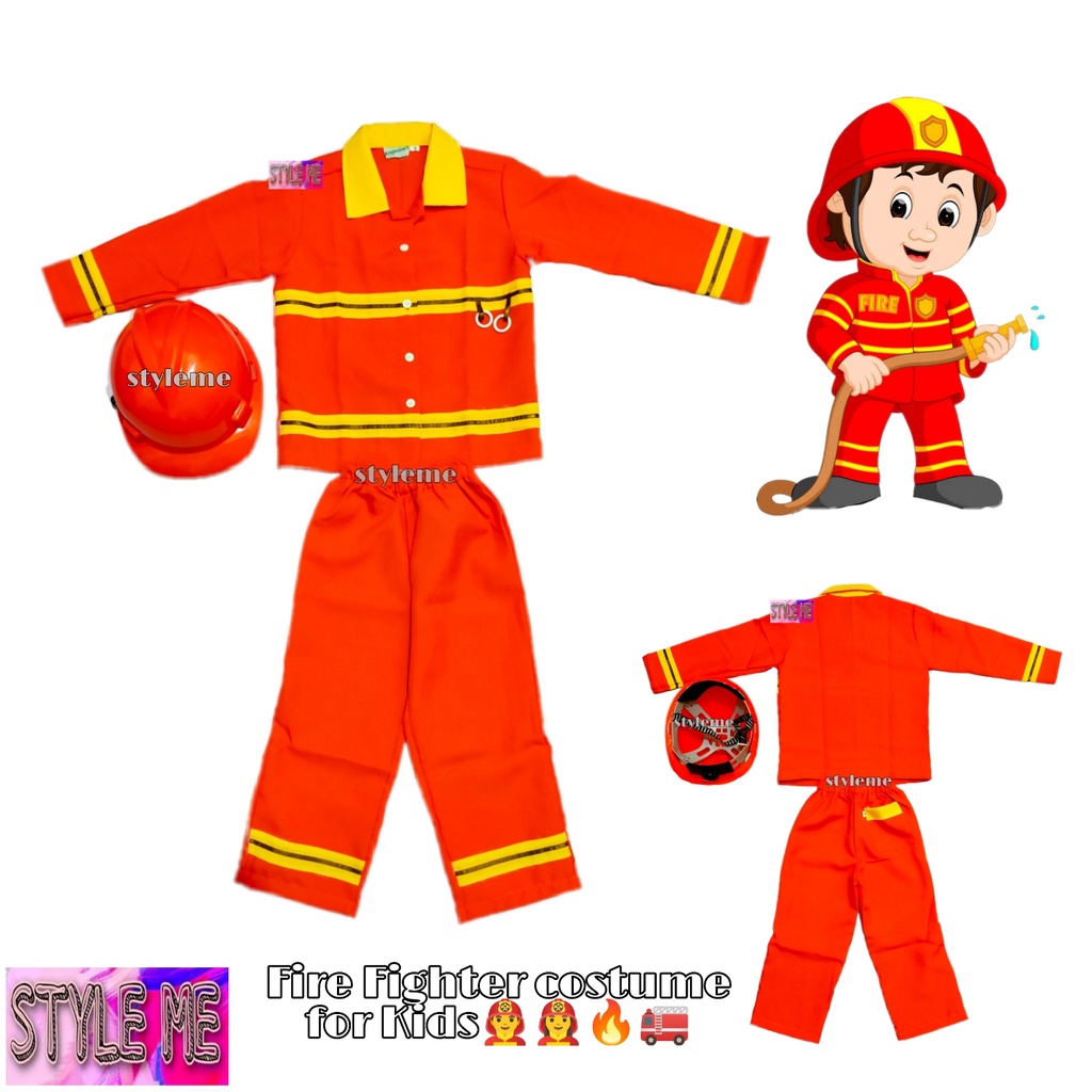 FIRE FIGHTER / FIREMAN UNIFORM OCCUPATION COSTUME FOR KIDS | Shopee ...