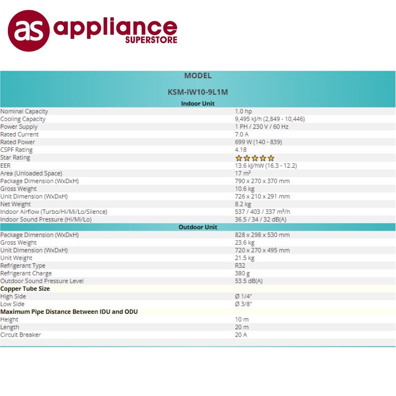 Kolin 1HP Aptus Series Inverter with Wifi Split Type Aircon KSM-IW10 ...