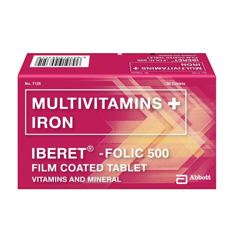 IBERET Folic 500 Multivitamins + Iron 30 Film-Coated Tablets | Shopee ...