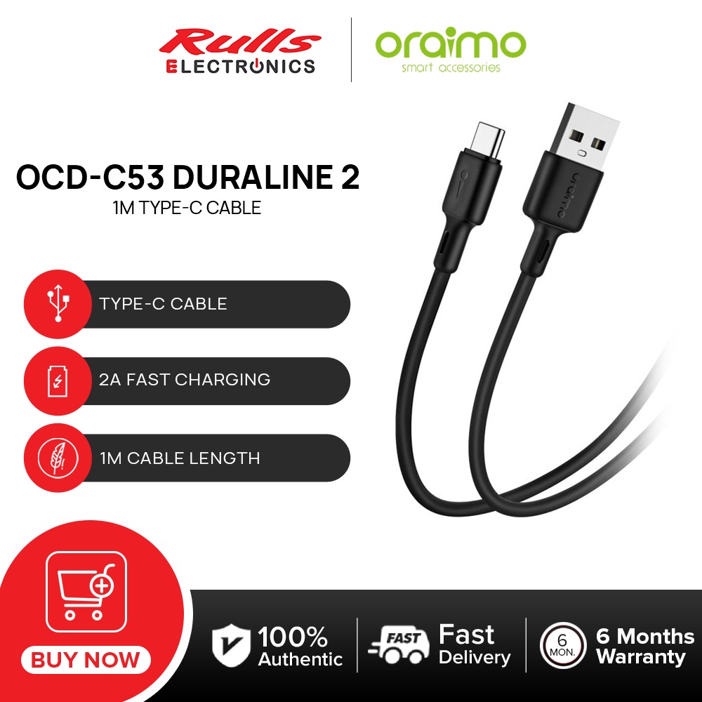 Oraimo OCD-C53 Duraline 2 1M Type-C Fast Charge Cable I Output 5V 2A I ...