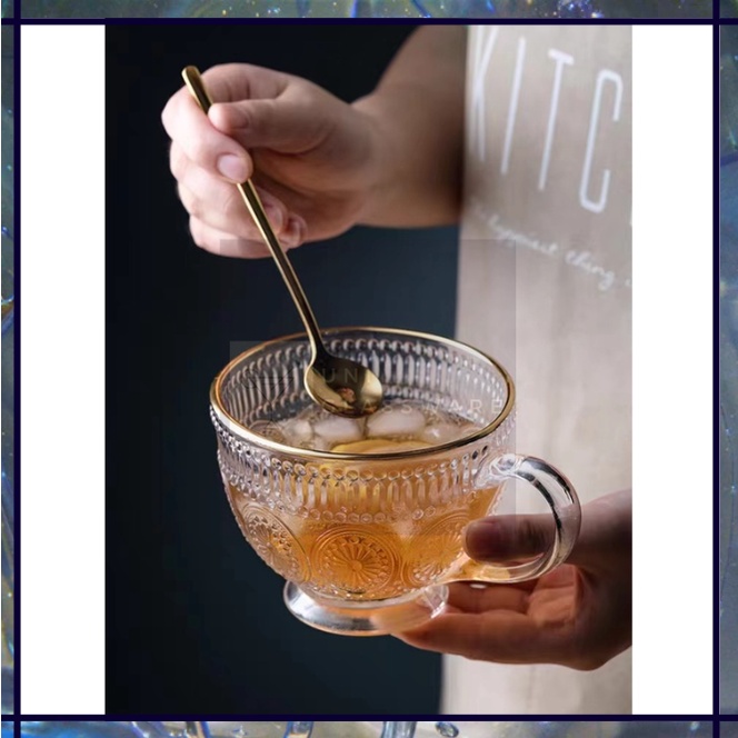 UNIGLASSWARE [1SET] Transparent Mug Espresso Gold Rim Coffee Cup ...