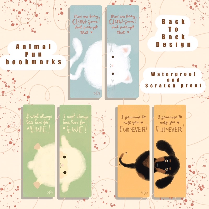 Animal Pun Bookmarks | Back to Back Bookmarks | WATERPROOF ...