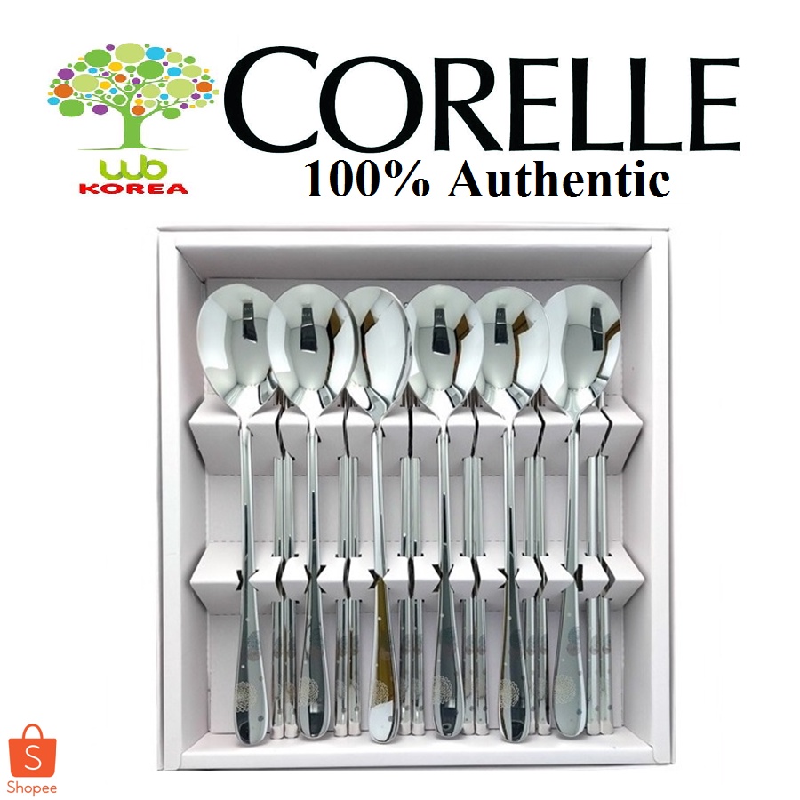 CORELLE Coordinates Spoon & Chopsticks 6 Piece Set (Color Laser ...
