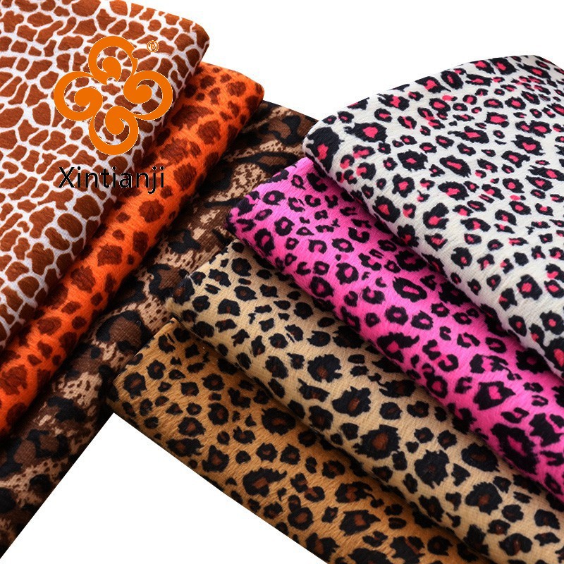 Leopard print Velveteen Patchwork Fabric Print Sew Fabric DIY Bag Shoes ...