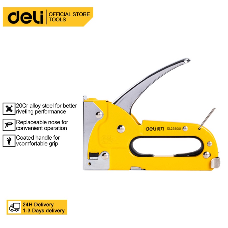Deli EDL238001 3 in 1 Heavy Duty Staple Gun Tools Staple Gun/Brad Door ...