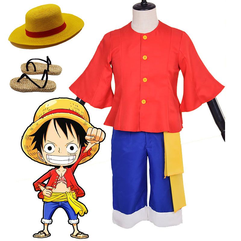 Anime One Piece Monkey D Luffy Cosplay Costume Outfits for Halloween T ...