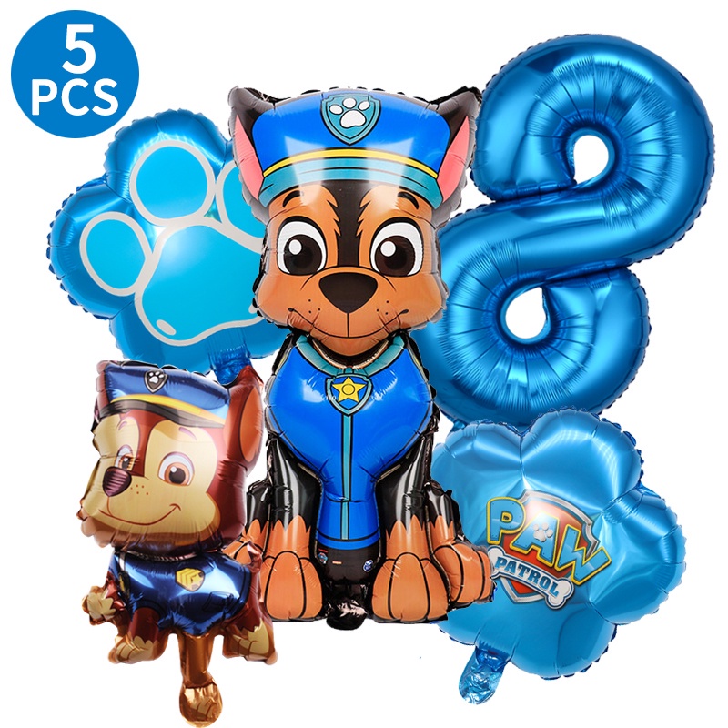 5pcs Marshall Rubble Chase Skye Paw Patrol Number Foil Balloon Set Kids Birthday Party ...