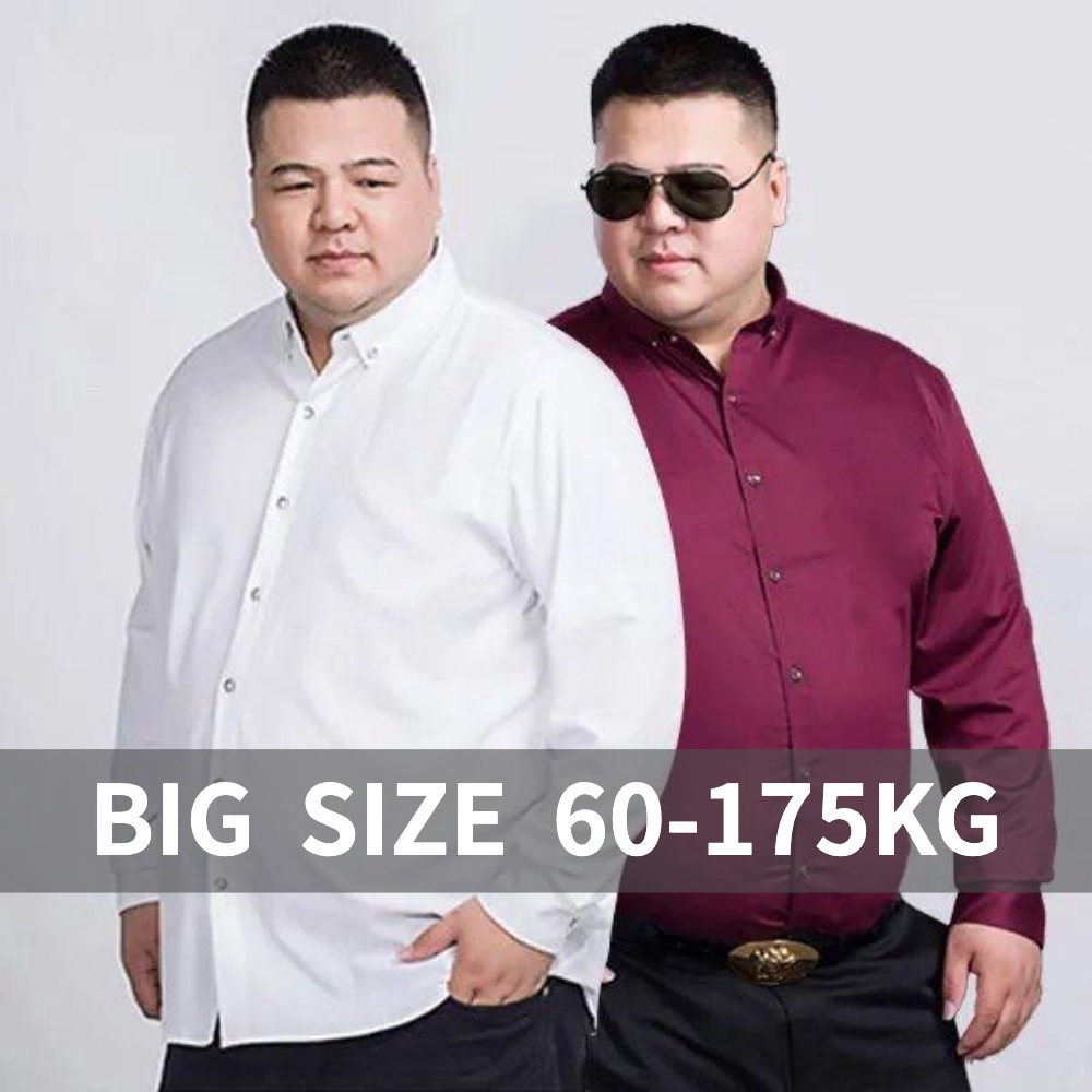 Oversize 60-175KG Men Plus Size Gold Button Long Sleeve Business Casual Shirt | Shopee Philippines