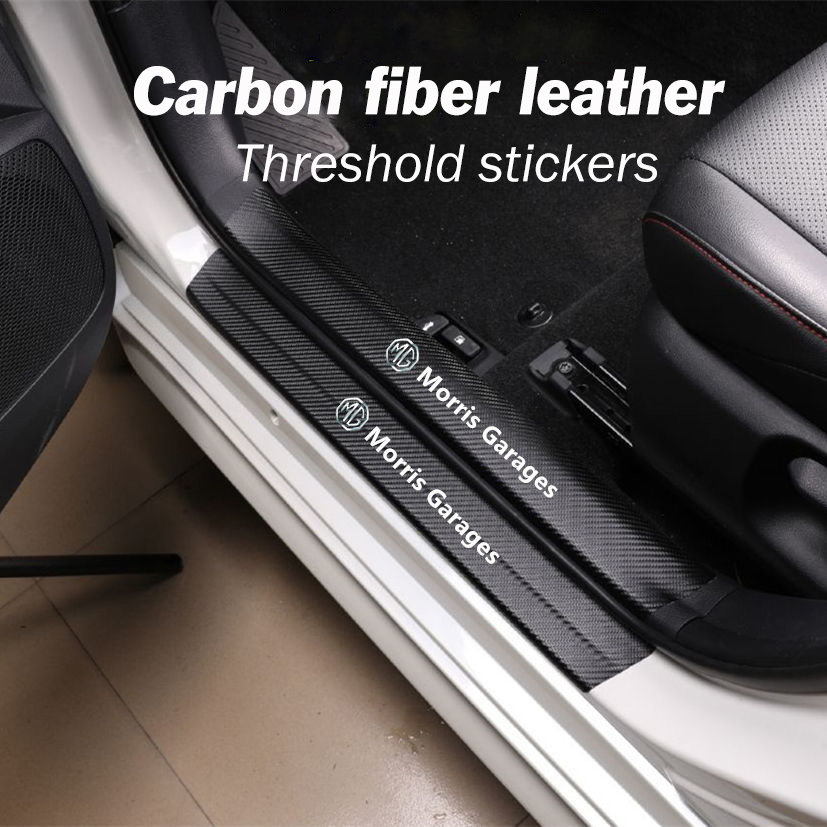 Carbon Fiber leather Threshold Protection Sticker Car Door Threshold ...