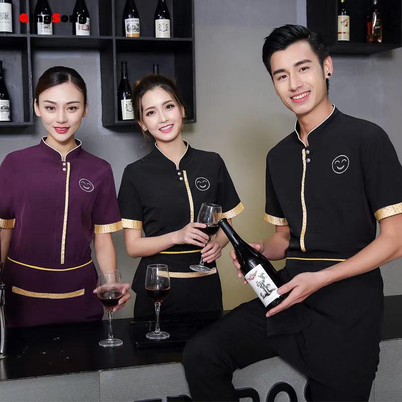 Short Sleeve Waiter Uniform Men Women Chef Tops Bakery Food Service ...