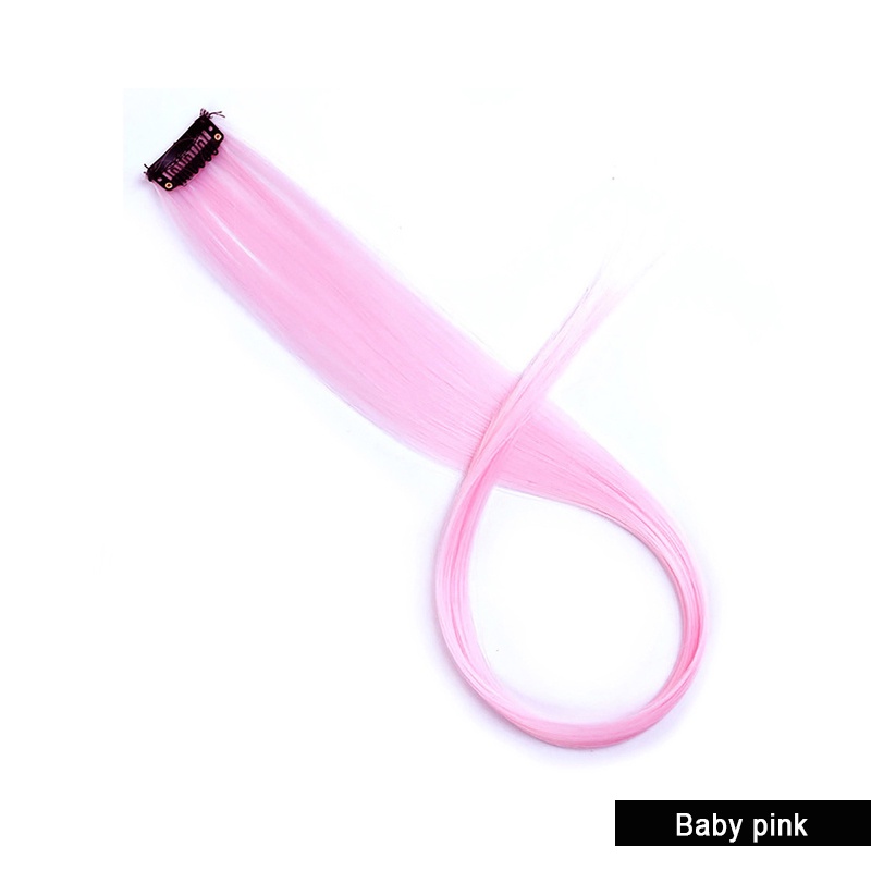 20" Long Straight Hair Extensions One Clip In Highlight Pink Synthetic ...