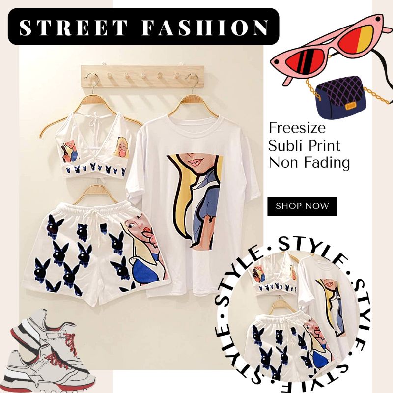 B&R Pop Art Swimwear Aesthetic OOTD Tie Bra T Shirt and Iconic Jogger ...