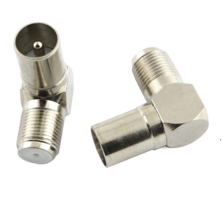 F-Type Female to Male PAL RF Aerial TV Antenna Cable Plug Right Angle ...