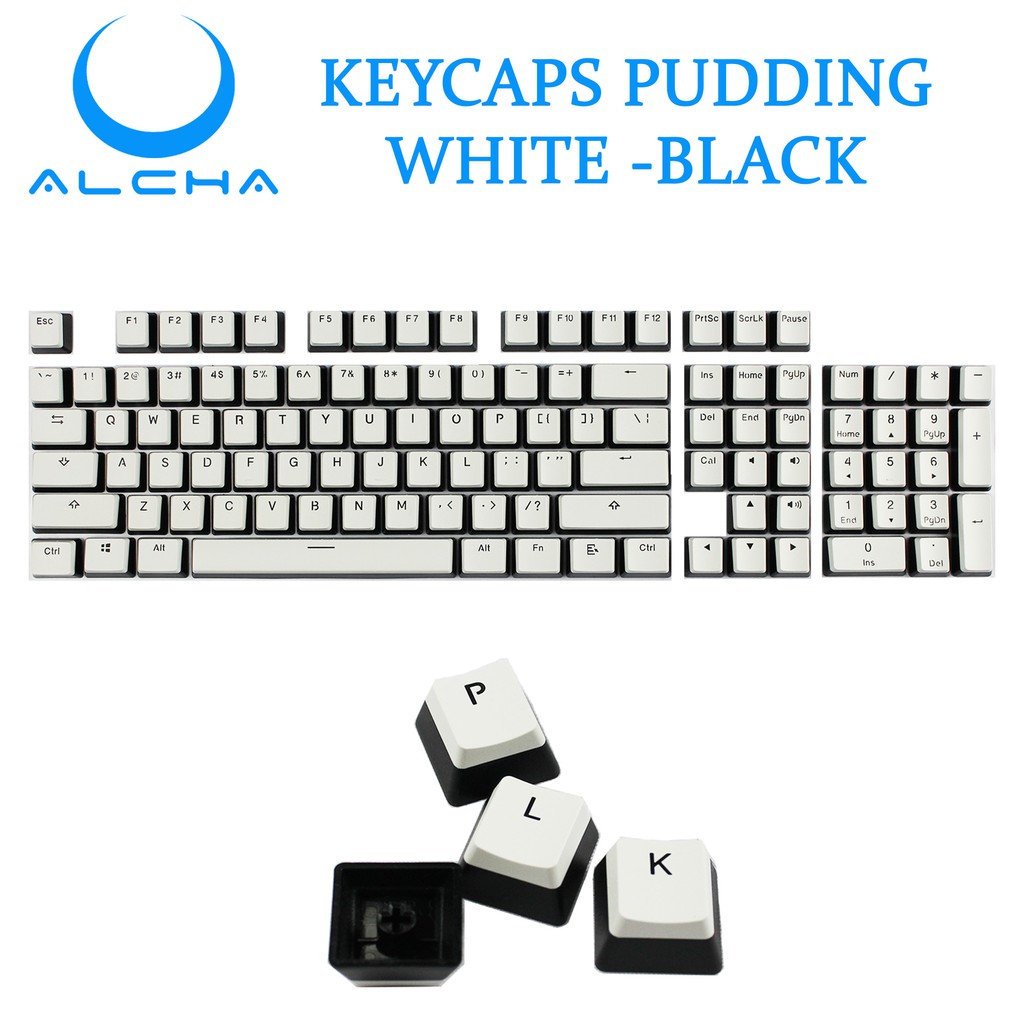 Alcha KEYCAPS PUDDING/PUDDING WHITE- BLACK MECHANICAL KEYBOARD | Shopee ...