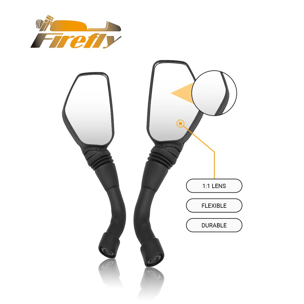 Firefly Motorcycle R20 Side Mirror Carbon WIide Angle- Clear Lens ...