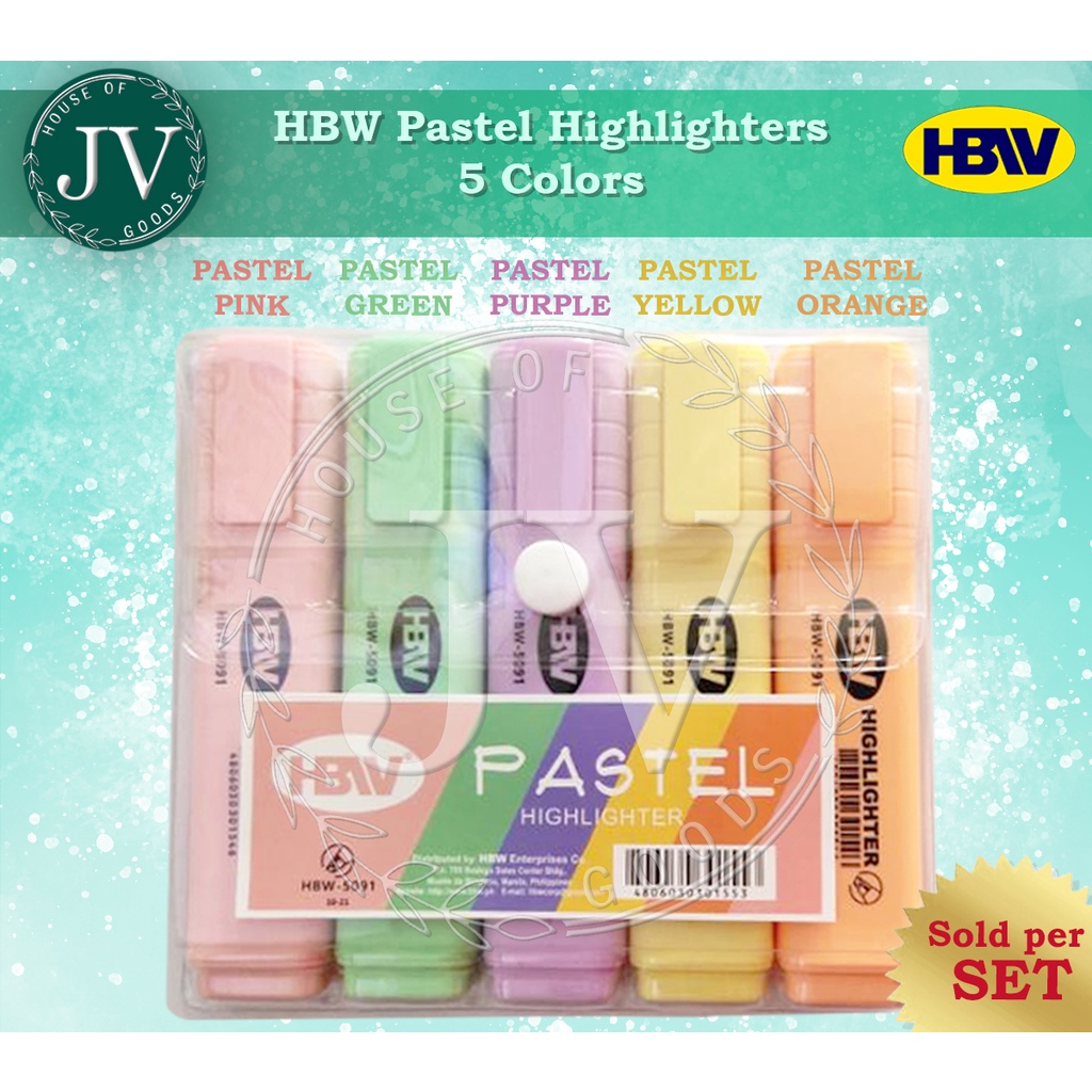 HBW Pastel Highlighters 5 Colors Set | Shopee Philippines