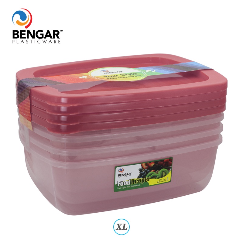 BENGAR PLASTICWARE Rectangular Food Storage Box 4 Pcs Each Set Keeper ...