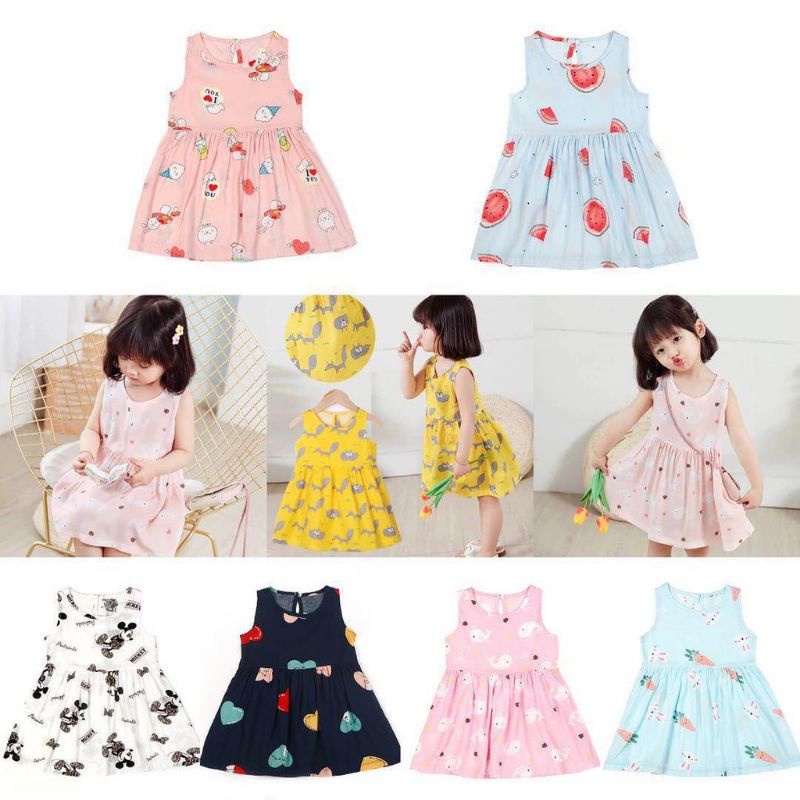 Baby Girl Sando Dress Childrens Summer Outfit Beach Wear Disney Floral ...