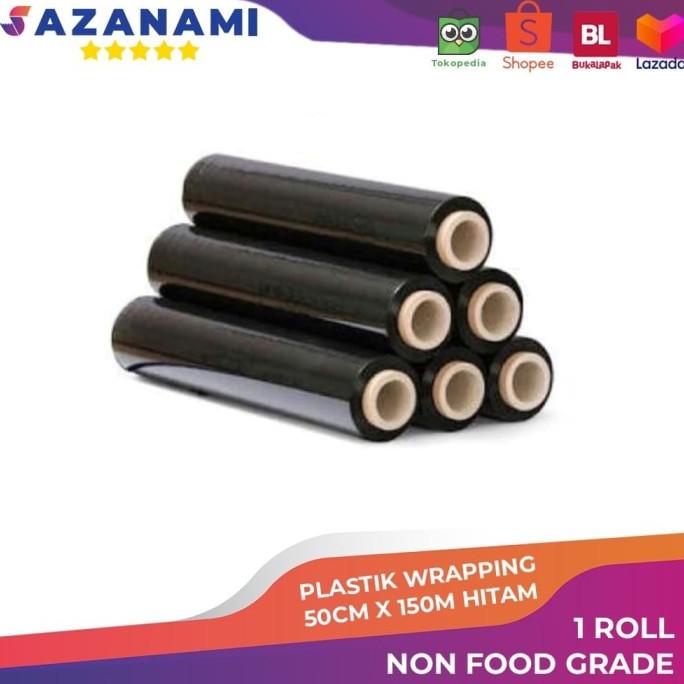 Black STRETCH FILM 50CM X 150M Black PLASTIC WRAPPING WRAP | Shopee ...