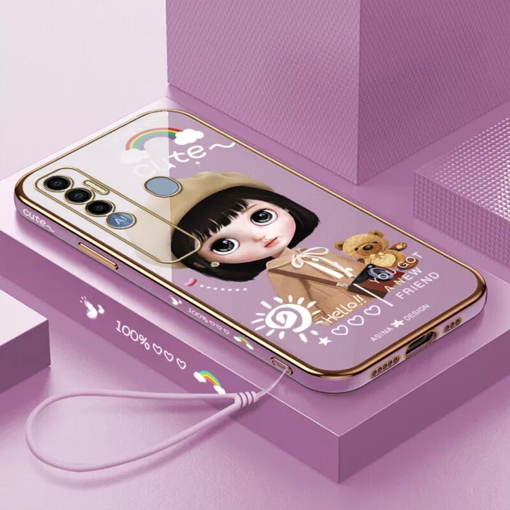 Beret Girl Electroplated case is apt for Tecno SPARK 7pro case 6 GO T6 ...