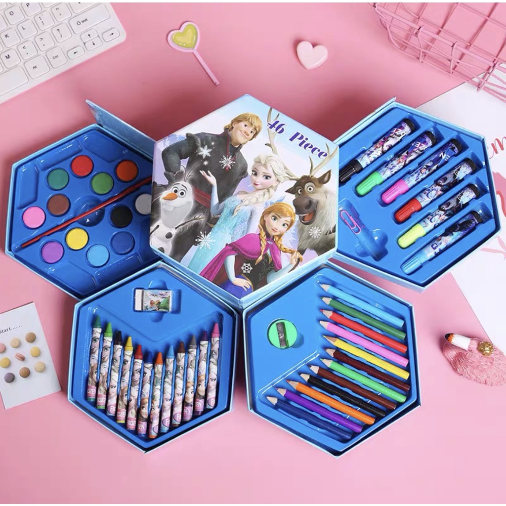 Big sale 46Pcs Coloring Set Colored Pencil Painting Water Color Pen for ...