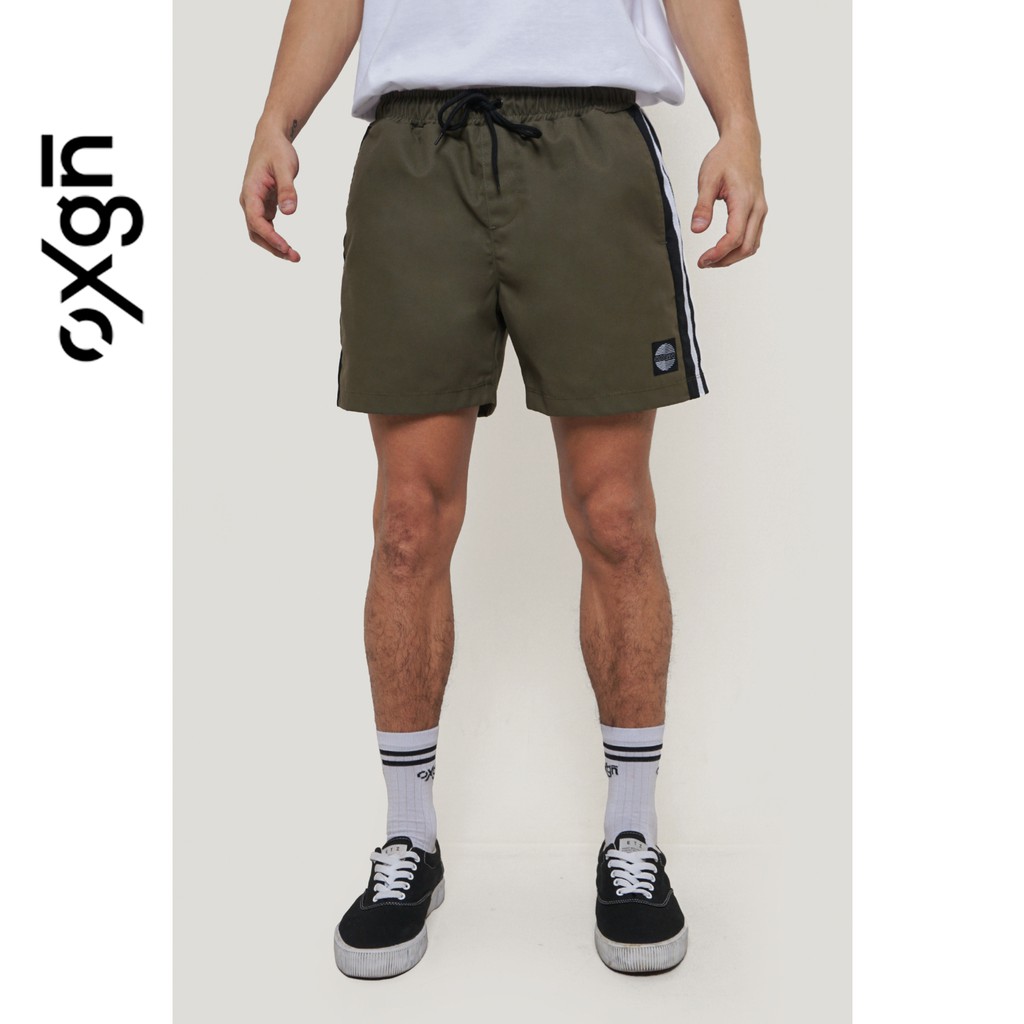 OXGN Easy Fit Shorts With Side Taping For Men (Burnt Olive) | Shopee ...