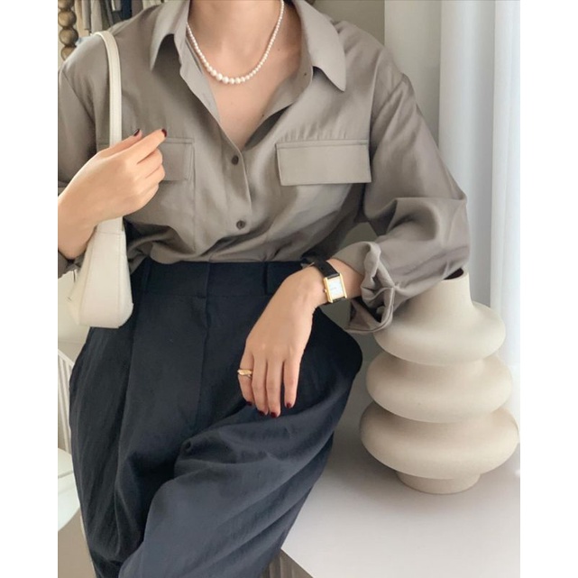 Edge shirts Blouse (Mocha color) | Shopee Philippines